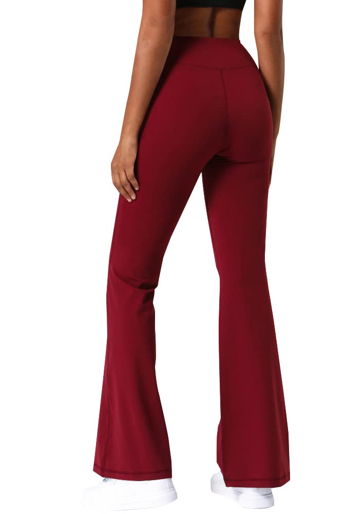 Danedvi Womens Casual High Waisted Stretch Flare Leggings Tummy Control Workout Bootcut Yoga Pants with Pockets