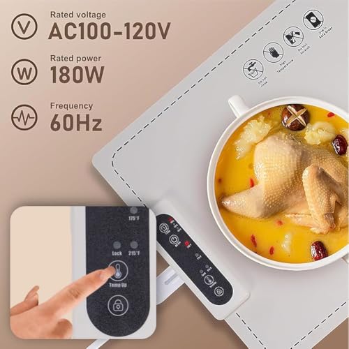 Miller Market Warming Mat, Miller Market Food Warming Mat, Silicone Warming Mat, Adjustable Warming Tray Miller Market, Adjustable, Foldable, Fast Heating (15 * 23.6inch-Black,1Pcs)