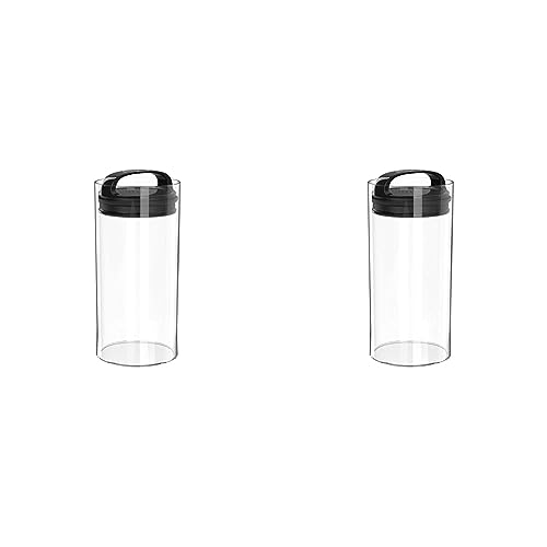 Prepara Evak Fresh Saver, Medium-Tall Airless Canister with Black handle, 2.3 Quart, Clear (Pack of 2)