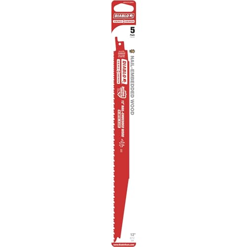 Diablo Demo Demon Reciprocating Saw Blades - 5-Pk. 12in.L, 6/12 TPI, Model Number DS1212BW5