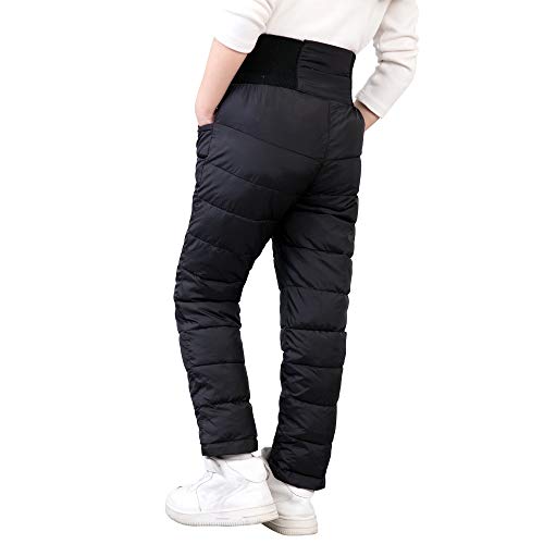 UGREVZ Girls Boys Snow Pants 2-9 Years Old Thick Winter Warm Pants Girl Activewear Clothes(A0001Black-8)
