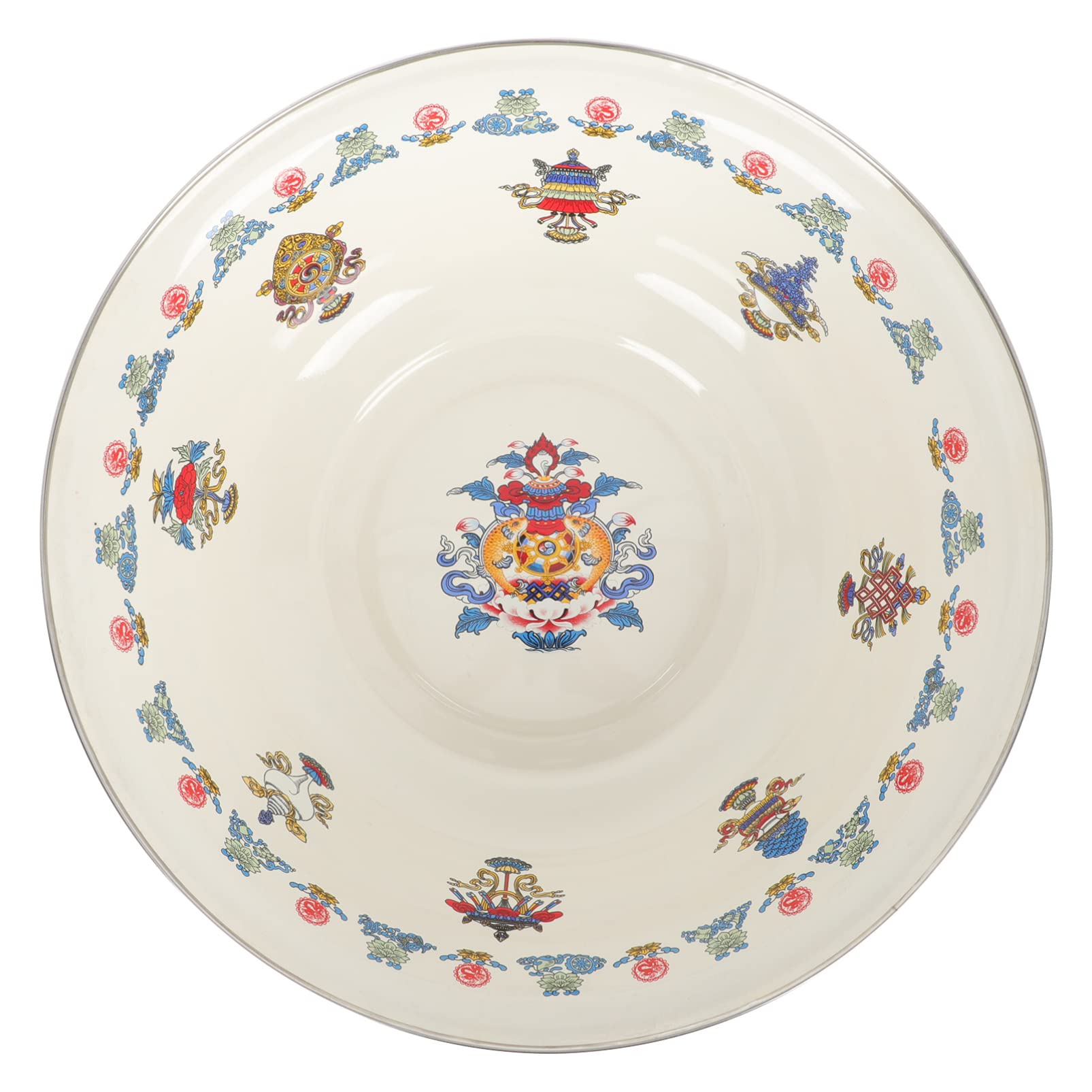 DOITOOL Metal Wash Basin chinese propane bowl enamel bowl with lid retro wedding soup bowl salad fruit serving bowl chinese decor 30cm camp cookware white collapsible bowls for camping Enamel Bowls