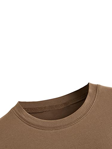 SOLY HUX Women's Cartoon Bear Print Short Sleeve Tee Casual Summer T Shirt Top Mocha Brown L