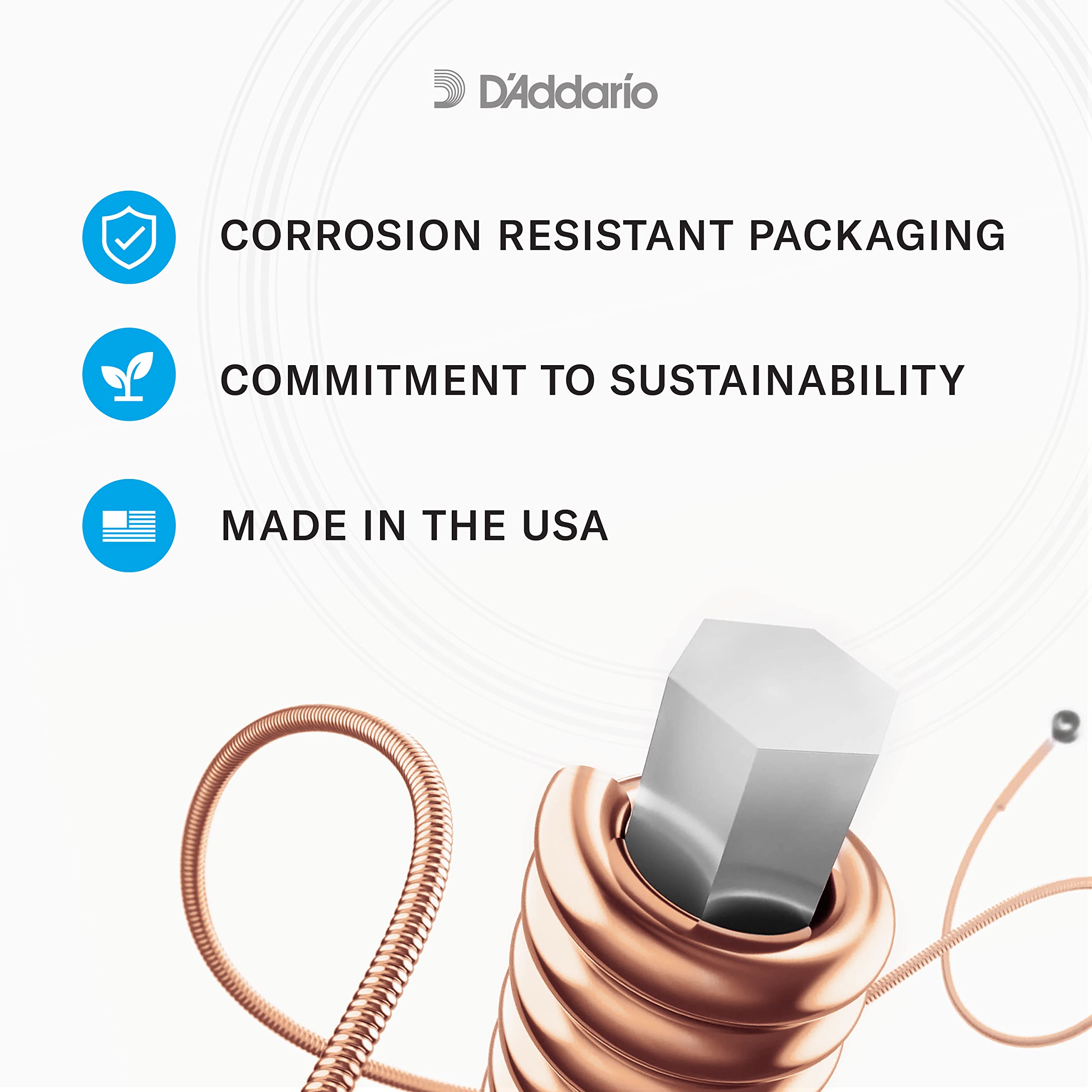 D'Addario Acoustic Bass Guitar Strings - Acoustic Bass Strings - Phosphor Bronze - EPBB170 - Acoustic Bass Guitar 4 String Set - 45-100 Gauge - 1 Pack