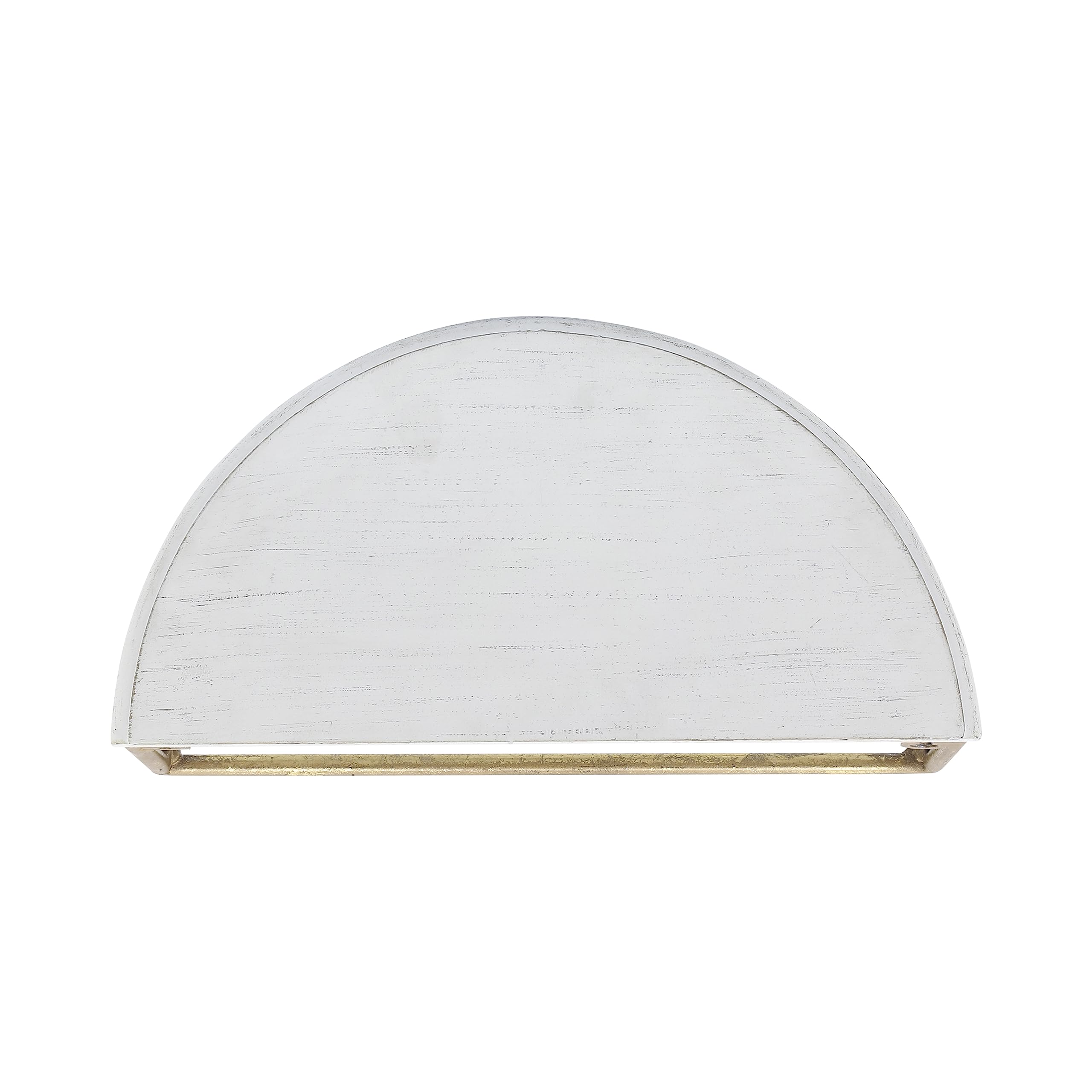 Sagebrook Home Demilune Wall Shelf Rustic Bedroom and Bathroom Shelves, White and Gold, 12 L x 6 W x 6 H Inches