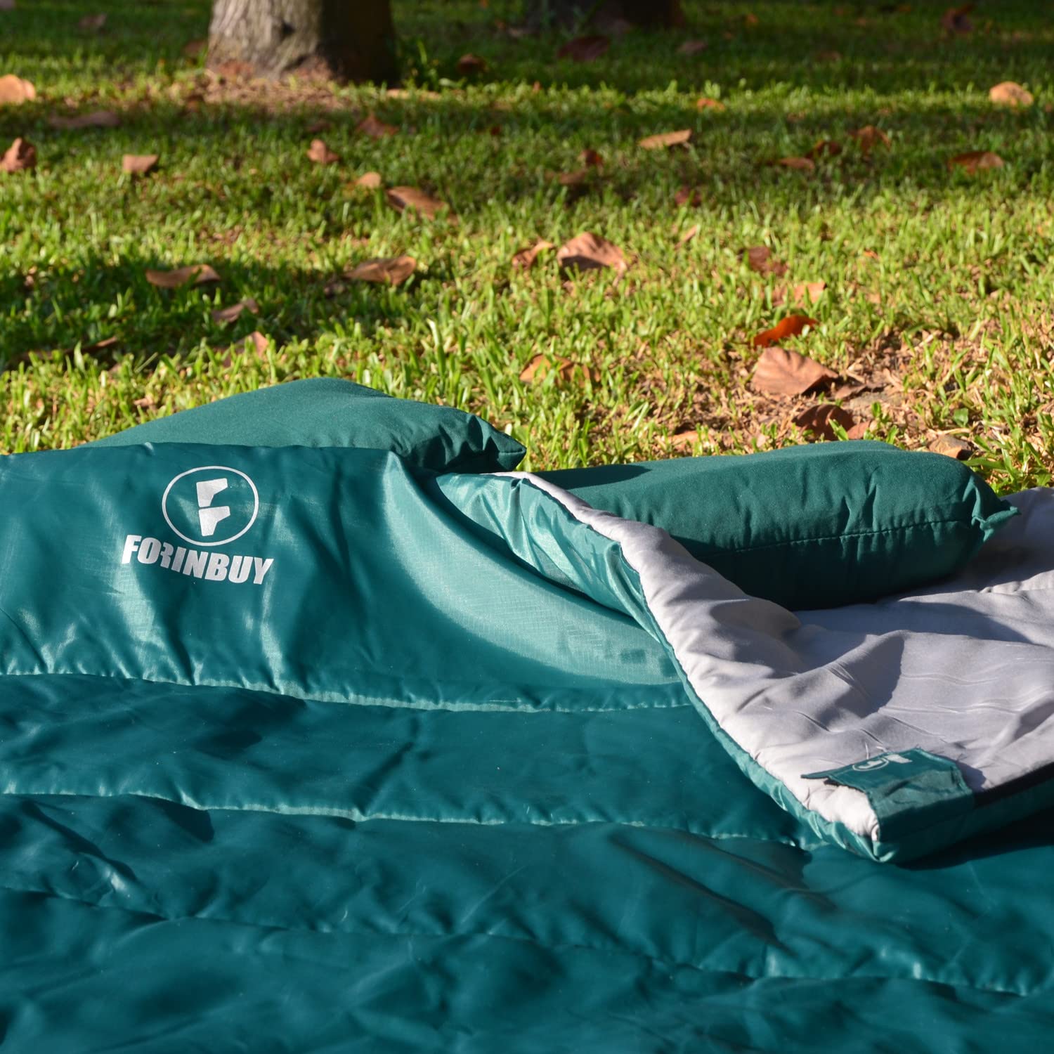 Double Sleeping Bags for Adults Waterproof Couple Two 2 Person Sleeping Bags for Camping Backpacking Hiking with 2 Pillows & Compression Sack Lightweight 3 Seasons Queen Size with 190T Liner