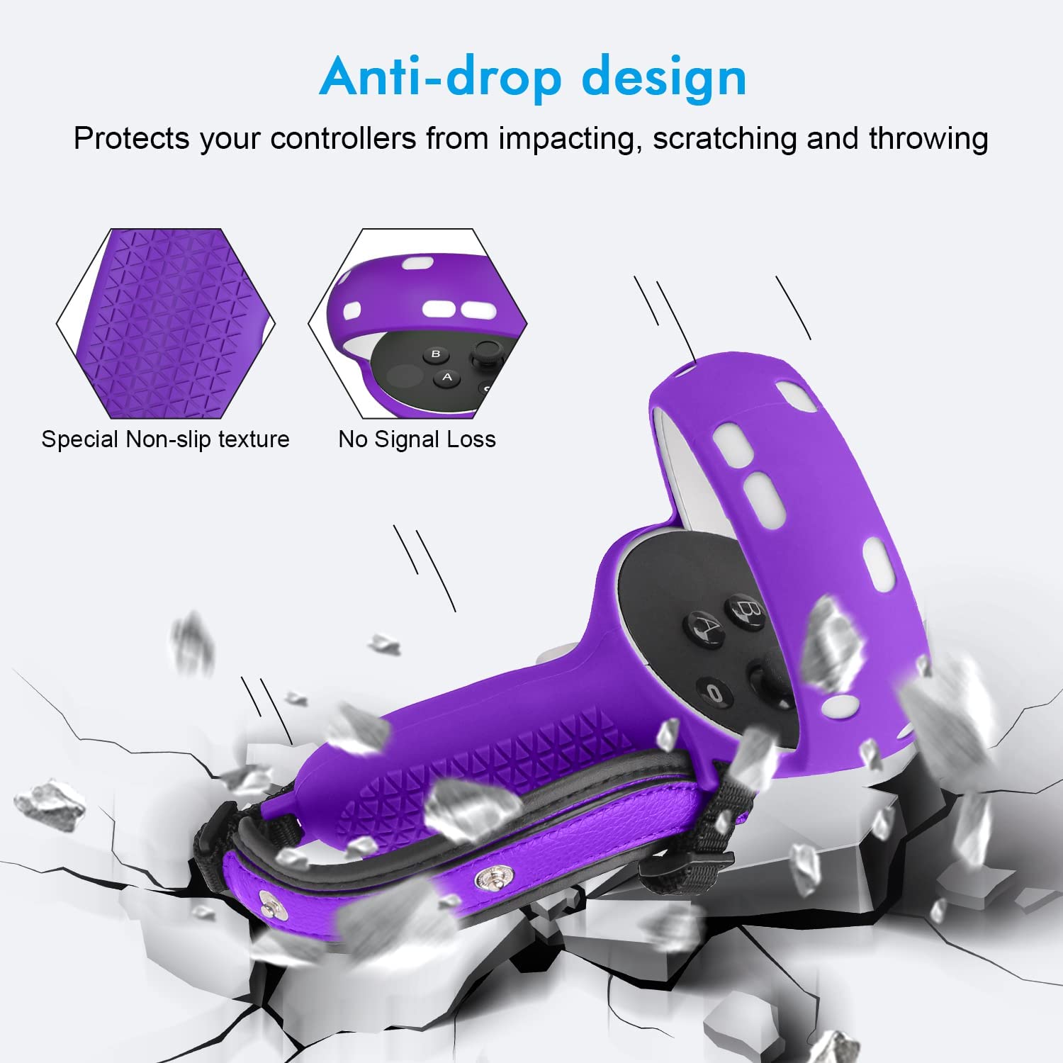 EWalos Accessories for Oculus/Meta Quest 2, Touch Controller Leather Grip Cove, Face Cover and Lens Protective Cover, Sweat-Proof, Light-Proof, Anti-Throw and Comfort-Enhancing Accessories Set