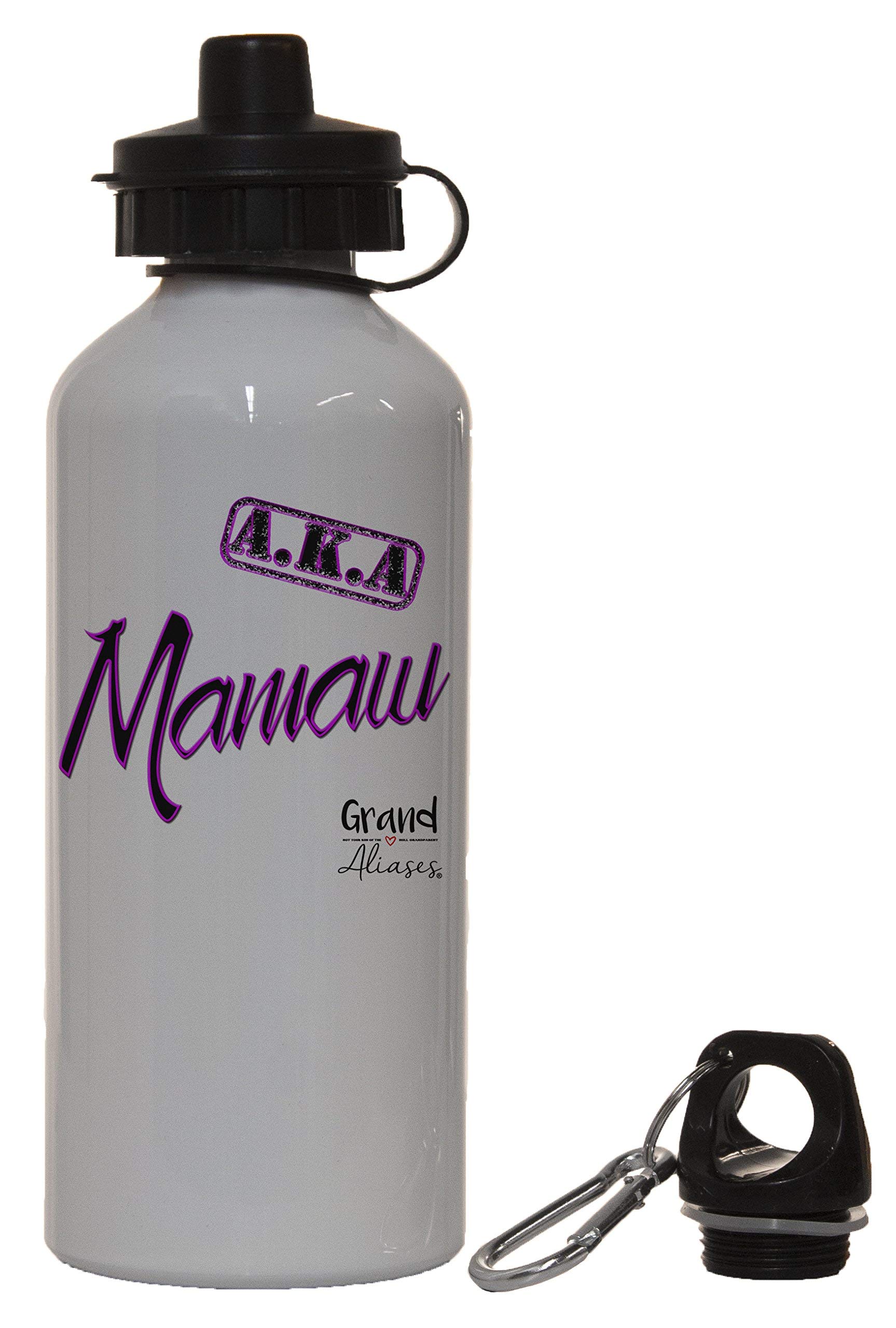 Grand Aliases Series Grandmother"A.K.A. Mamaw" White Aluminum 14oz Water Bottle