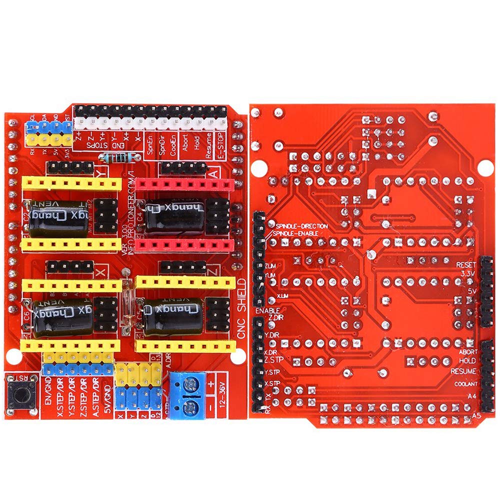 DAOKI CNC Shield V3.0 Expansion Board Kit with Board for Arduino, 4PCS DRV8825 Stepper Motor Driver and Heatsink, 10PCS Jumper Cap, USB Cable for Engraving Machine