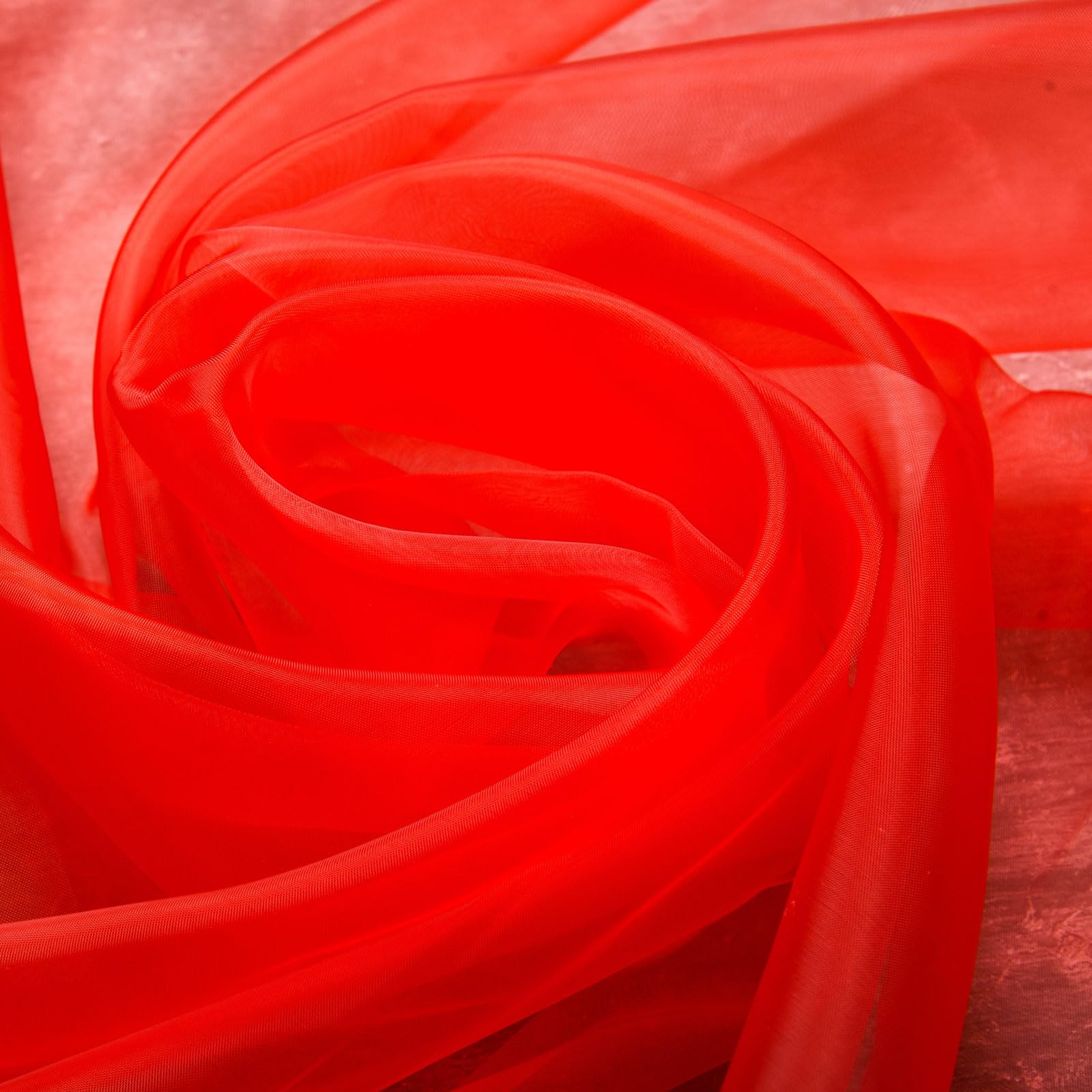 MoDooris Red Organza Fabric 58" Wide Bridal Solid Sheer Organza Crystal Shiny Organza Tulle Silky Fabric for Bridal Dress, Wedding Decorations, Backdrop Arch, DIY Crafts, Sewing(1 Yard)