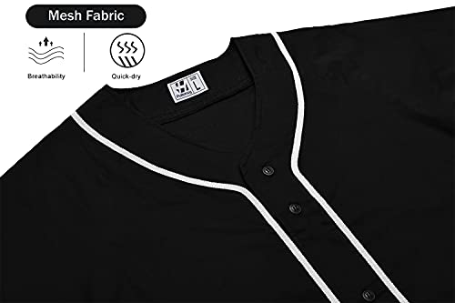 Pullonsy Mens Plain Solid Purple Baseball Jersey Basketball Hipster Hip Hop T-Shirts Button Down,Purple-Yellow Stripe Plain,Size S