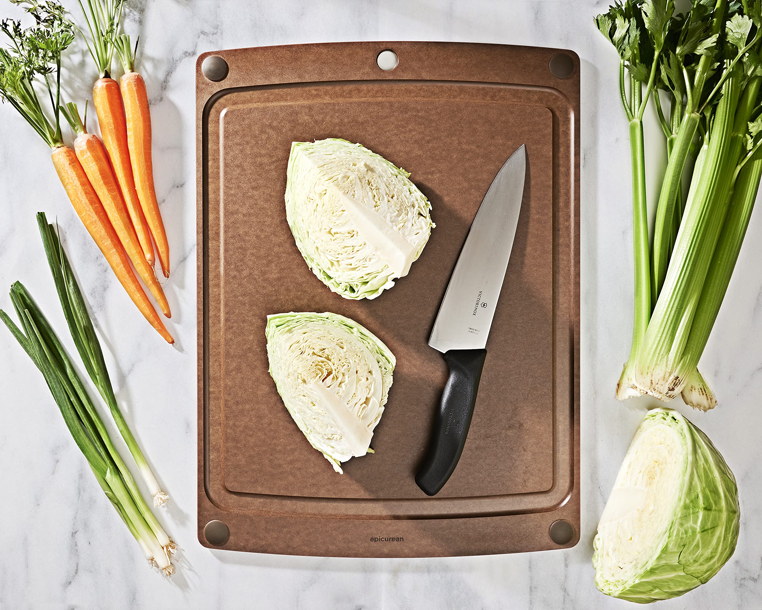 Epicurean All-In- One Cutting Board with Slip Feet and Juice Groove, 19.5-Inch × 14.5-Inch, Nutmeg/Brown