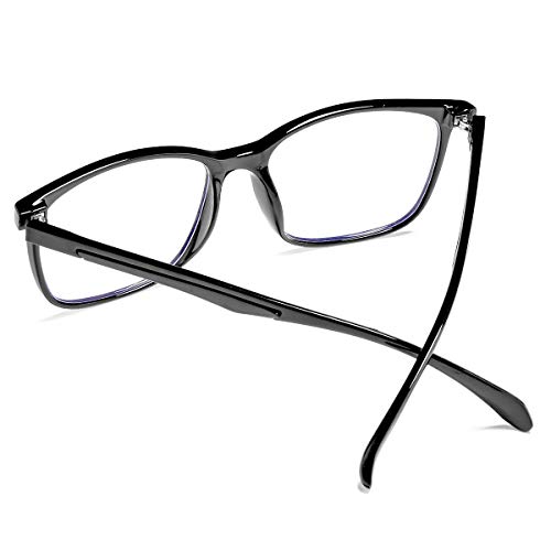 DeBuff Computer Blue Light Blocking Glasses Clear Anti Blue Ray Eyeglasses 2 Pack (Matte Black+Dark Leopard)
