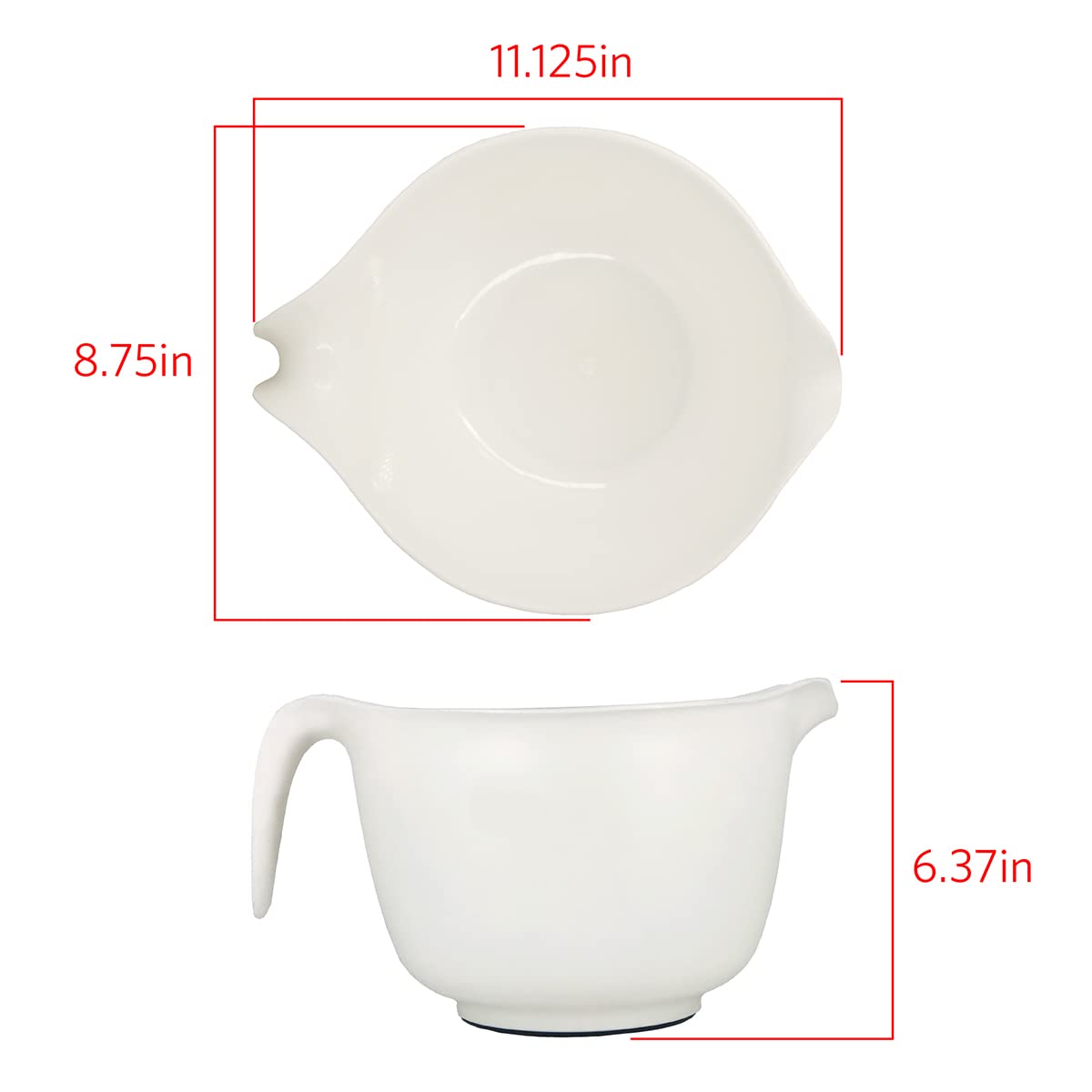 GLAD Mixing Bowl with Handle β 3 Quart | Heavy Duty Plastic with Pour Spout and Non-Slip Base | Dishwasher Safe Kitchen Supplies for Cooking and Baking, White