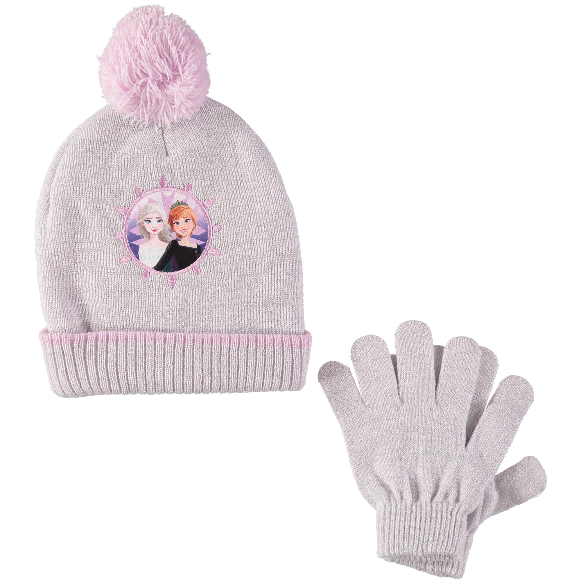 Disney Little Girl's Frozen Winter Hat and Glove Set (Age 2-4, White/Blue)