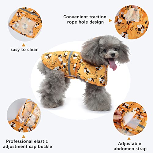 KTHZI Dog Raincoat Adjustable Pet Waterproof and Windproof Clothes Lightweight Rain Jacket Poncho for Hoodies with Strip Reflective(Bee,Medium,Y44)