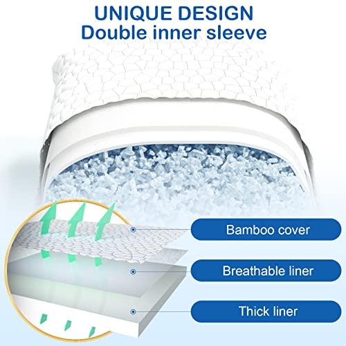 Cooling Pillows 2 Pack, Luxury Shredded Memory Foam Pillows Queen Size Set of 2, Cool Pillows for Side Sleepers Back Stomach Gel Bed Pillows for Sleeping with Removable Cover Rayon Derived from