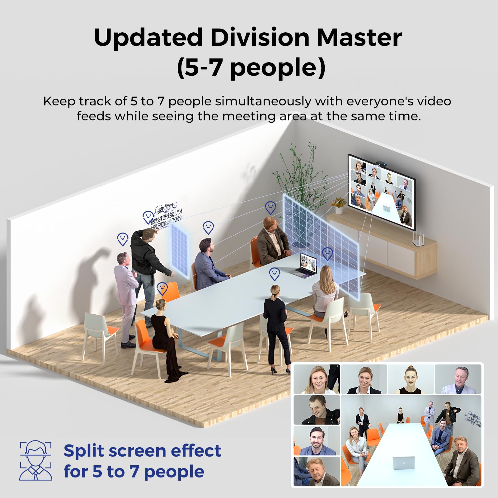 COOLPO Webcam, 4K Webcam Video Conference Camera, 4K Webcam AI Tracking, Autofocus, Auto Framing with Cancellation Mic, Personal and Group Hybrid Collaboration, Meeting Room Camera, Mini Lite