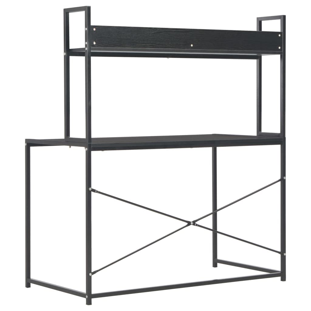 CUSON Computer Desk 47 inch with Bookshelf | Modern Writing Workstation Table for Office Home | Black Engineered Wood with Metal Frame | 47.2" x 23.6" x 54.3"