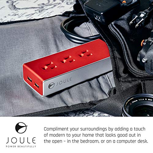 Joule Surge Protector Power Strip with 3 Outlets and 2 USB Ports β for Travel, Hotel, Home Office Use