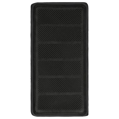 Indoor/Outdoor Hose-Wash Lines Design Non-Slip Rubber 16" x 32" Modern Entryway Mat for Entryway, Patio, Backyard, Garage, 16" x 32", Black