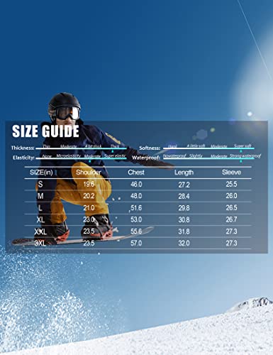 Purltoan Rain Jacket Men Winter Mountain Snow Skiing Raincoats Windproof Water Resistant Soft Shell Fleece Tactical Coat Darkgrey 3XL