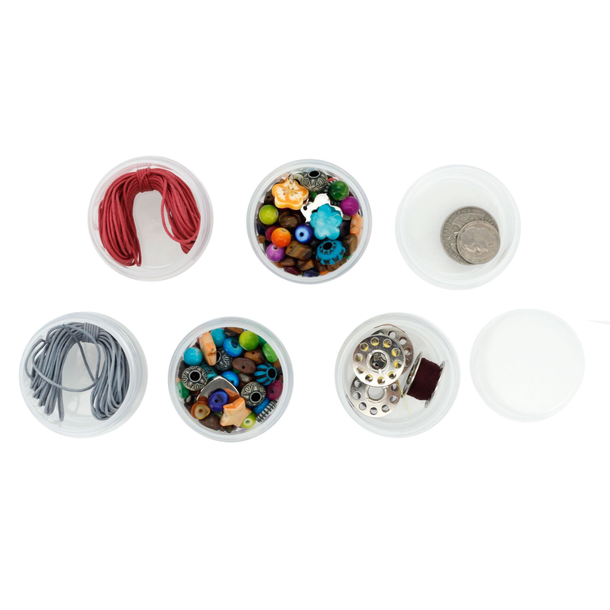 Paylak Storage Container Impact Resistant Stackable Clear Containers 6 For Beads Crafts Findings Small Items 1.75" Round