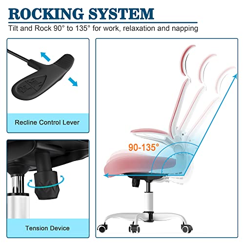 Mimoglad Office Chair, High Back Ergonomic Desk Chair with Adjustable Lumbar Support and Headrest, Swivel Task Chair with flip-up Armrests for Guitar Playing, 5 Years Warranty