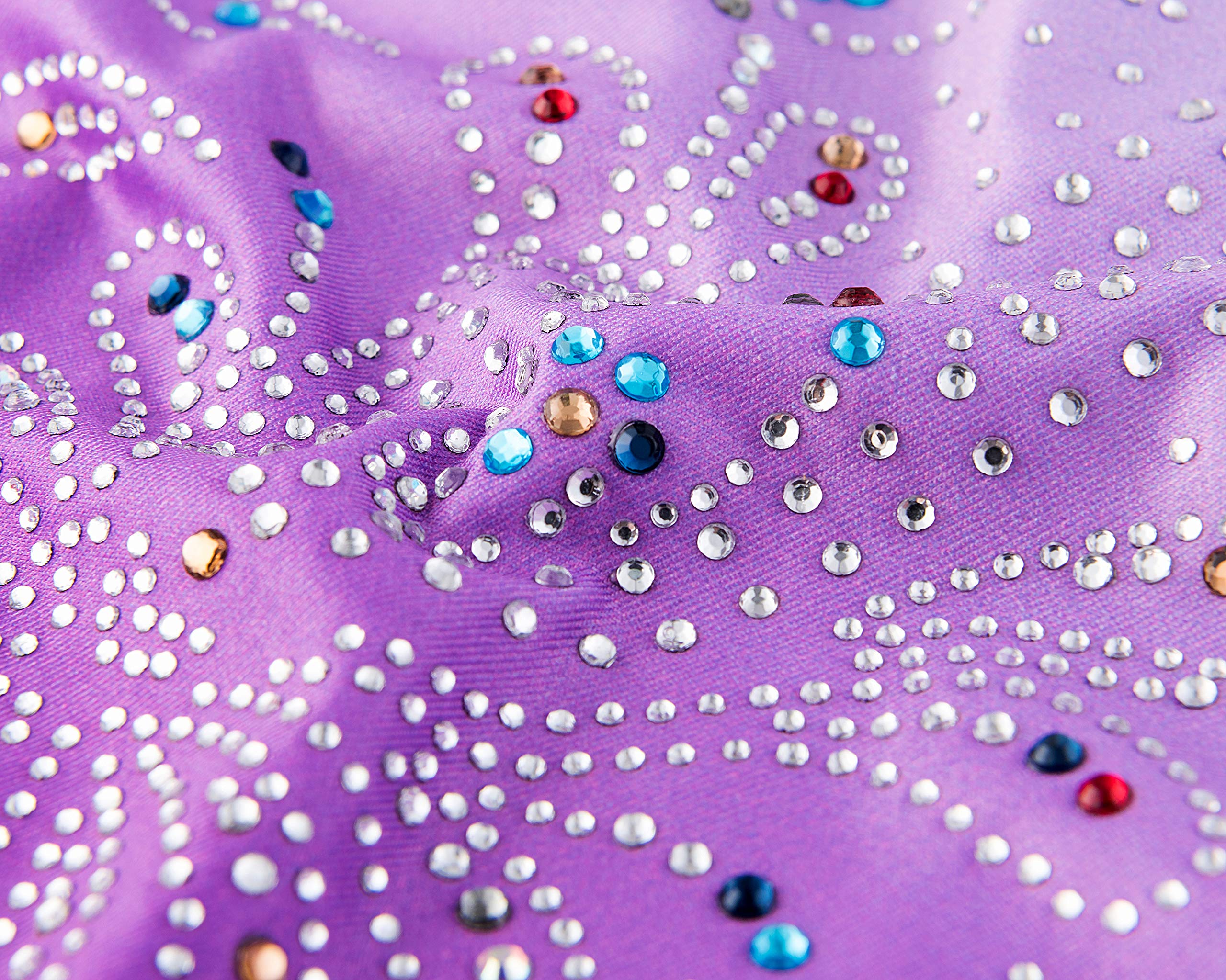 DANSHOW Gymnastics Leotards for Girls Dance Ballet One Piece Long sleeve Athletic Unitard Shiny Diamond(KD4091-M-09)