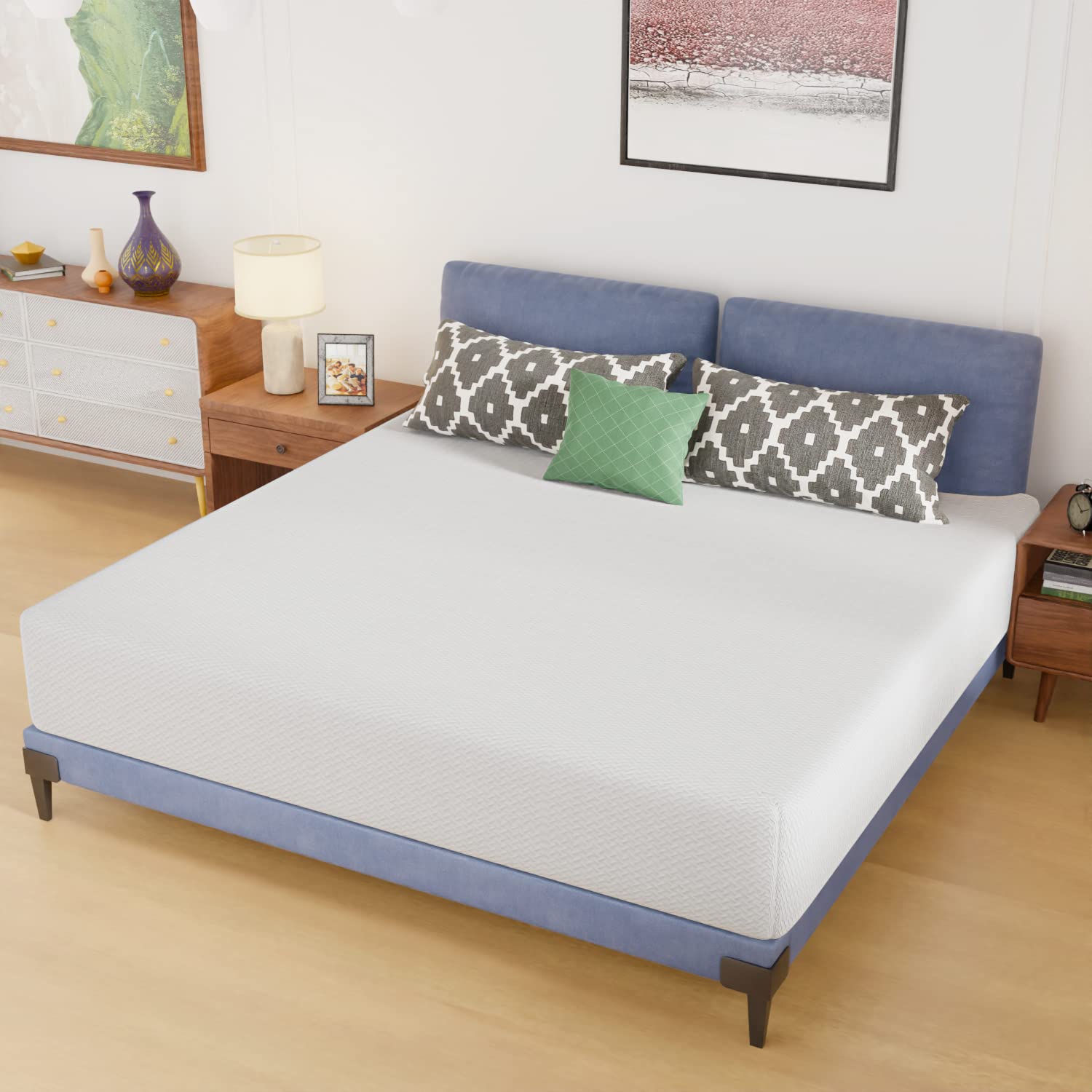 PayLessHere King Mattress 12 Inch Gel Memory Foam Mattress with Breathable & Washable Soft Fabric Zippered Cover,Supportive & Pressure Relief Bed Mattress,CertiPUR-US Certified,White,Fiberglass Free
