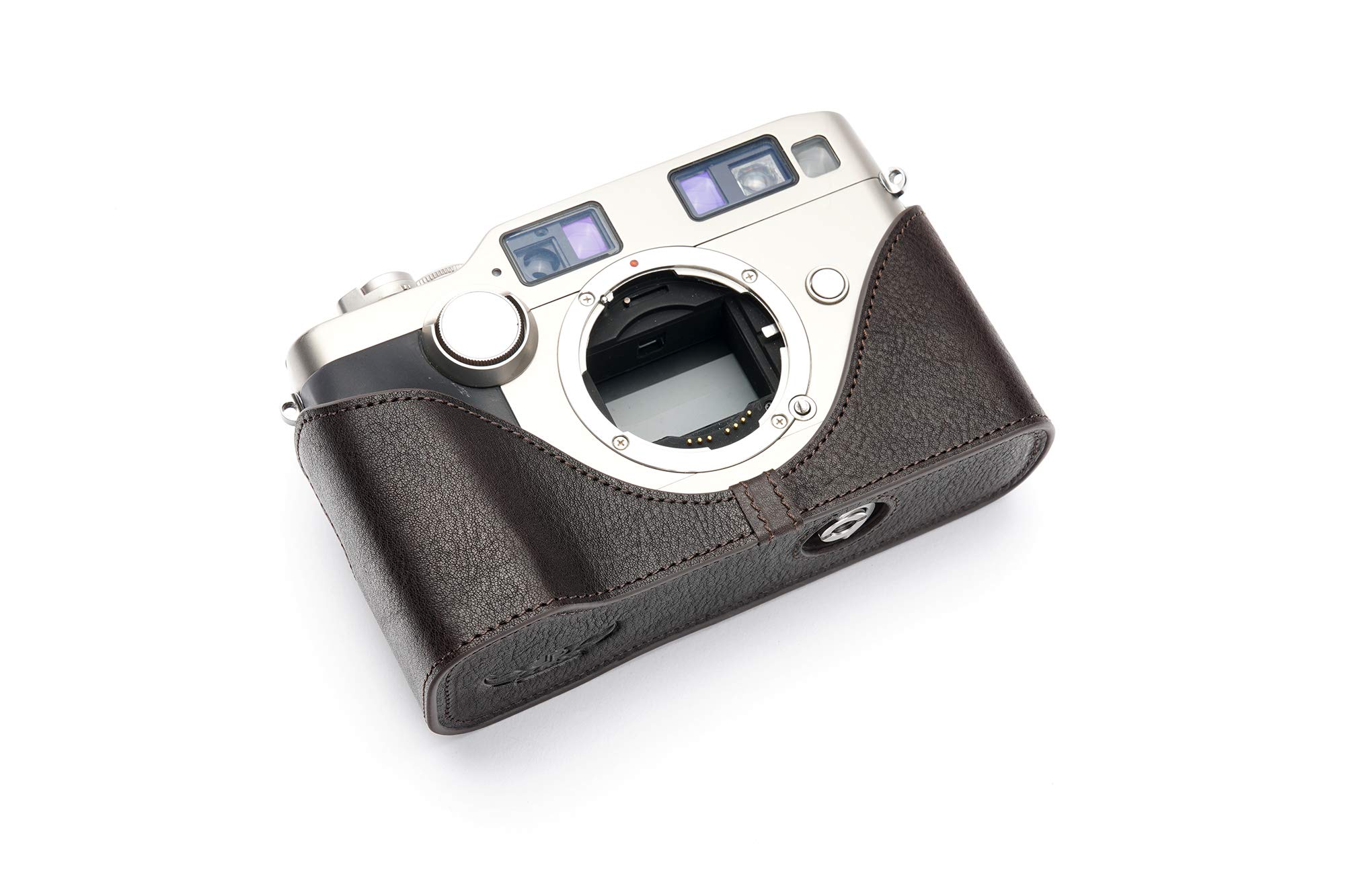 Contax G2 Case, BolinUS Handmade Genuine Real Leather Half Camera Case Bag Cover for Contax G2 Camera with Hand Strap (Coffee)