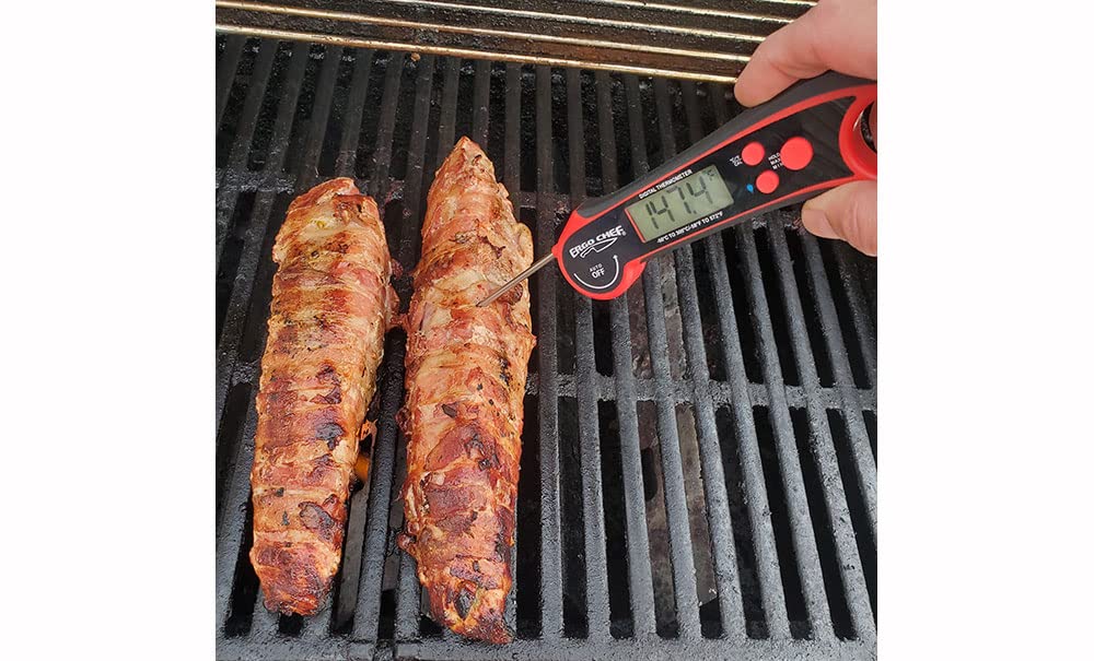 Ergo Chef Digital Instant Read Meat Thermometer- Foldable Probe, Water-Resistant, Backlight, Indoor and Outdoor - Magnet, BBQ, Smoking, Grilling, Deep Fry, Baking & Liquids