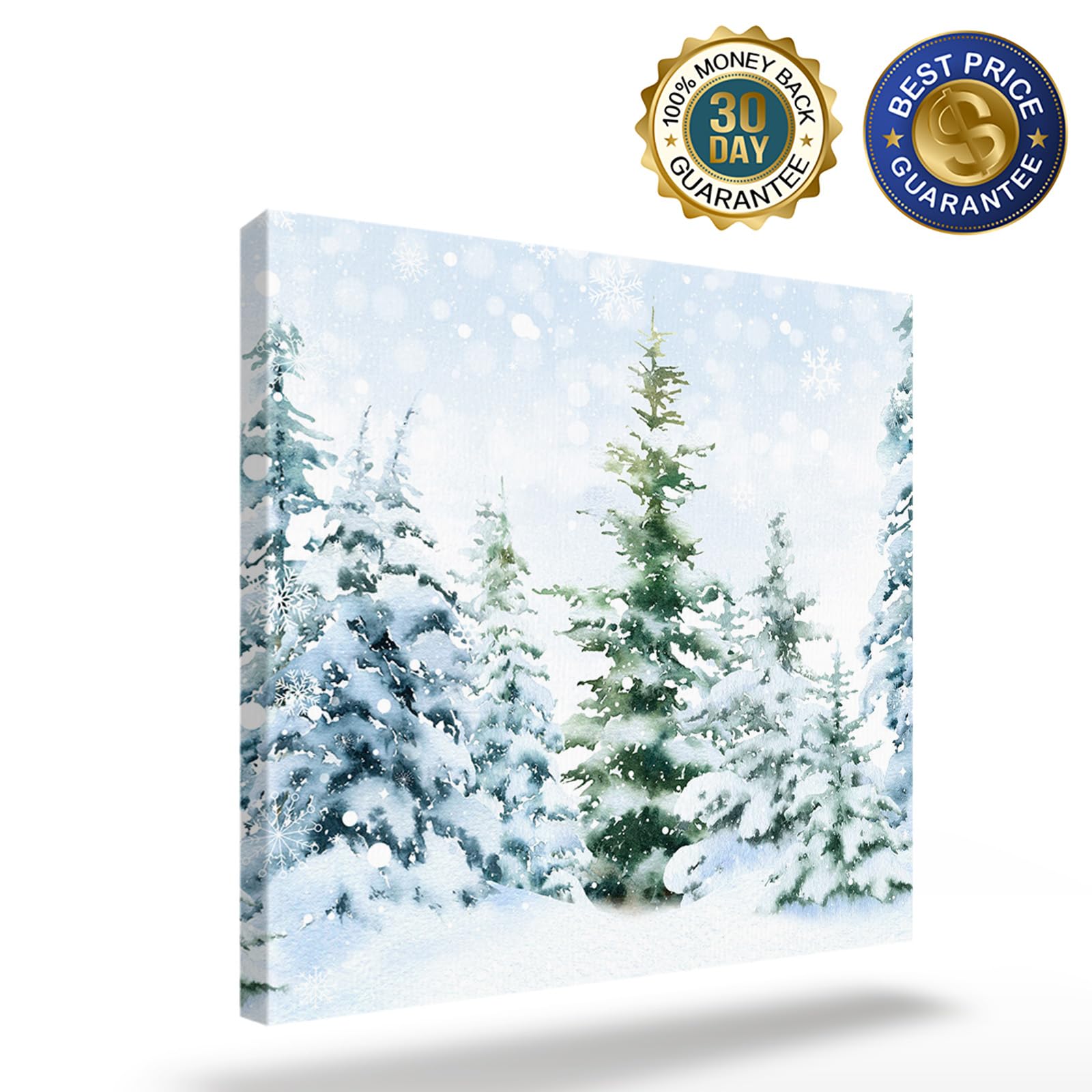 Christmas Canvas Wall Art Prints Painting Winer Snowy Tree Modern Frame Wall Decorative Artwork Ready to Hang for Living Room