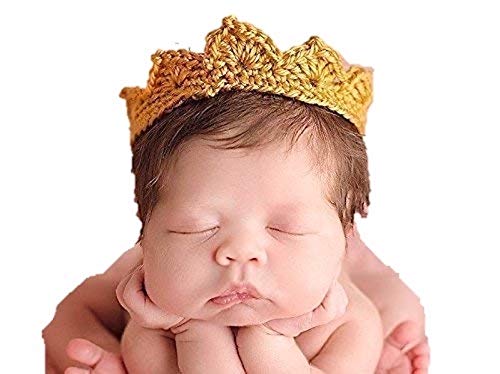 Handmade Newborn Crown, Baby Boy Girl Photo Prop, Gender Neutral Infant Photography Prop, Gold (Newborn, Gold)