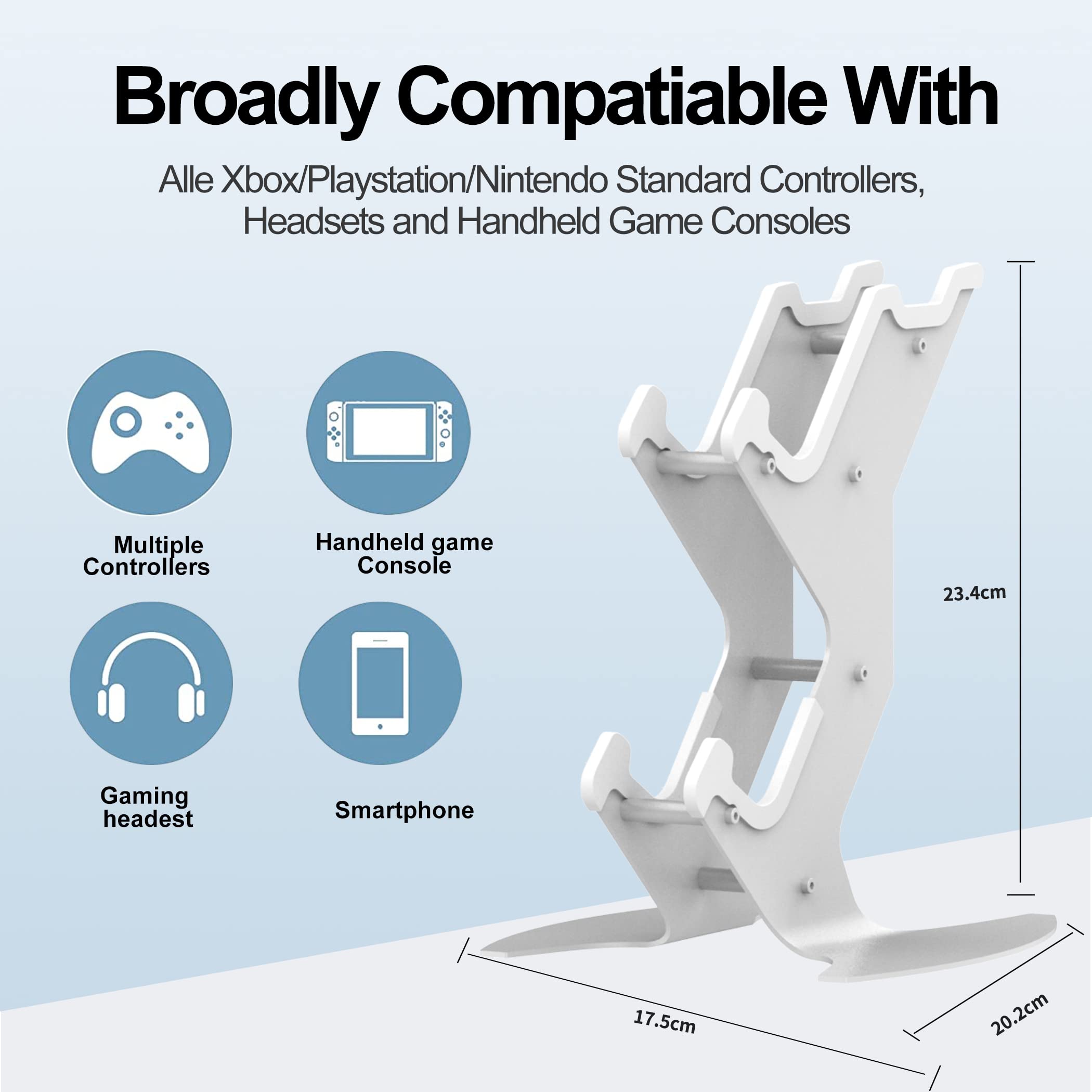Controller Holder Stand, Universal Metal Material Game Controller Headset Stand Controller Accessories for Gamepad of PS5 / Xbox / PS4 / Switch (White
