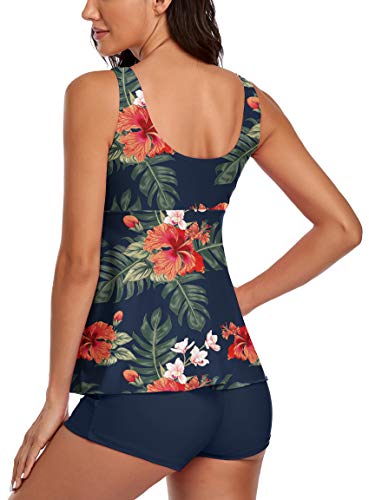 UNIQWETO Tummy Control Tankini Bathing Suits for Women 2 Piece Swimsuits Tank Top with Boyshorts XX-Large