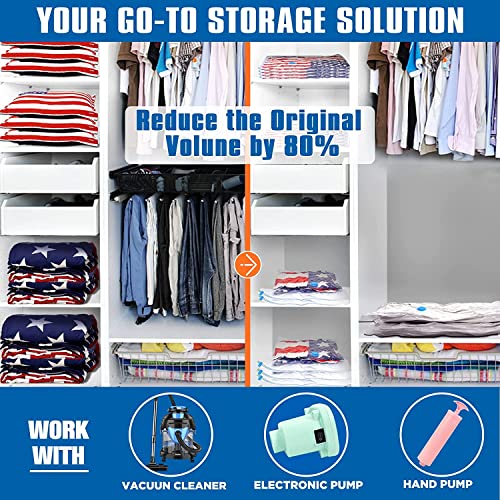 Vacuum Storage Bags 4 Pack (XXL), 40"x51" Compression Storage Bags with Double-Zip Seal and Triple Seal Valve, 80% More Space Saver Bags for Clothes, Blankets, Pillows-Warranty 2 Years