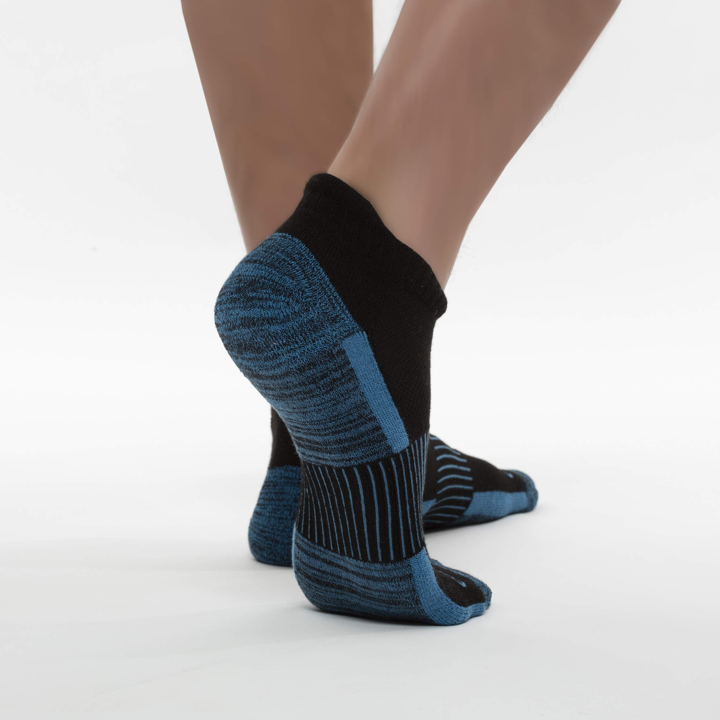 Copper Fit Unisex No Show Sport Socks, Black, Large-X-Large, 3 Pair