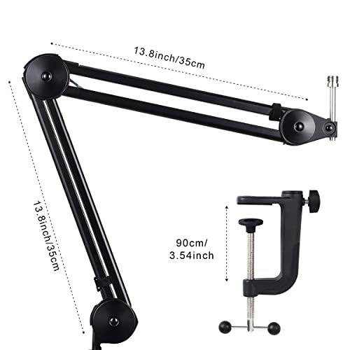 DISINO Microphone Boom Arm Stand Heavy Duty Adjustable Suspension Scissor & Spring Built-in Mic Stand For Blue Yeti Snowball Microphone & Blue Yeti Nano