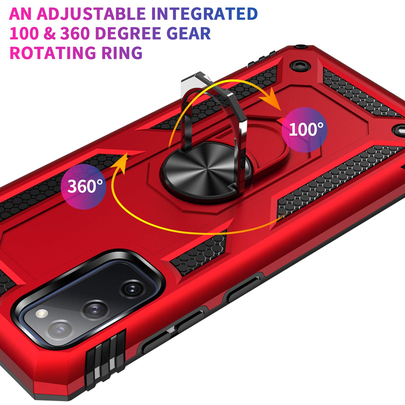 Compatible with Samsung Galaxy S20 Fe 5G Case Heavy Duty with Built in Screen Protector Hard Armor Military Anti-Fall Bumper Cover for Samsung S20 Fe 5G Cases with Magnetic Ring Kickstand