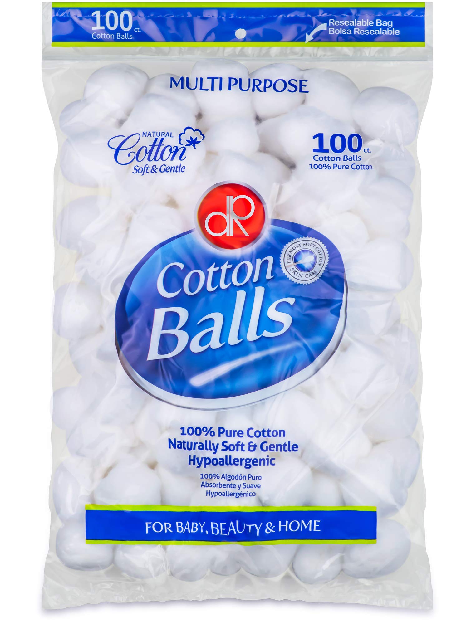 DecorRack 100 Cotton Balls, 100% Pure Cotton for Nail Polish and Make-Up Removal, Applying Oil Lotion or Powder, Perfect for Multi-Purpose Use, Soft and Absorbent (100 Count)