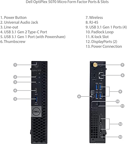 Dell Optiplex 5070 Micro MFF Desktop PC Intel i3-9100T, 16GB DDR4 New 512GB M.2 NVMe SSD, WiFi BT HDMI New KB & Mouse Windows 11 Pro (Renewed)