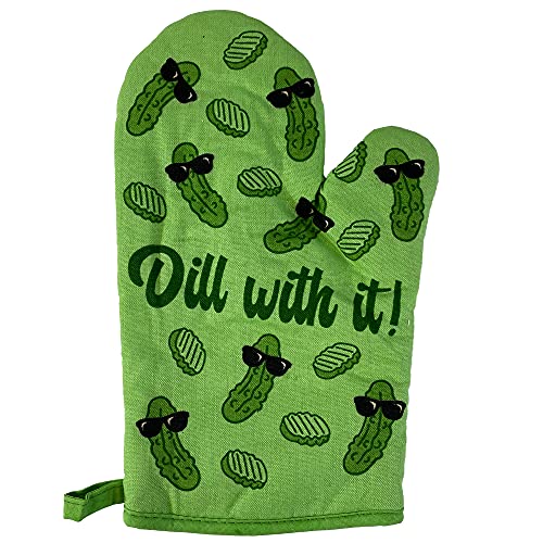 Dill with It Oven Mitt Funny Cool Pickle Coking Kitchen Glove Funny Graphic Kitchenwear Funny Food Novelty Cookware Green Oven Mitt