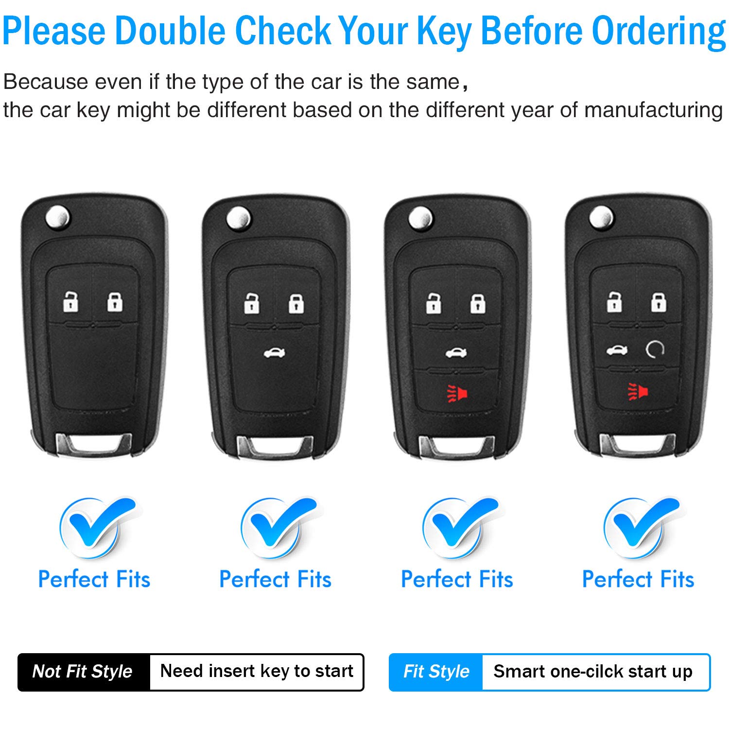 COMPONALL for Chevrolet Key Fob Cover, for Chevrolet Camaro Cruze Equinox