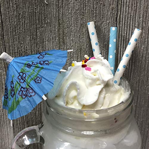 Gender Reveal Paper Straws - Light Blue Pink White - Polka Dot - 7.75 Inches - 100 Pack - Outside the Box Papers Brand