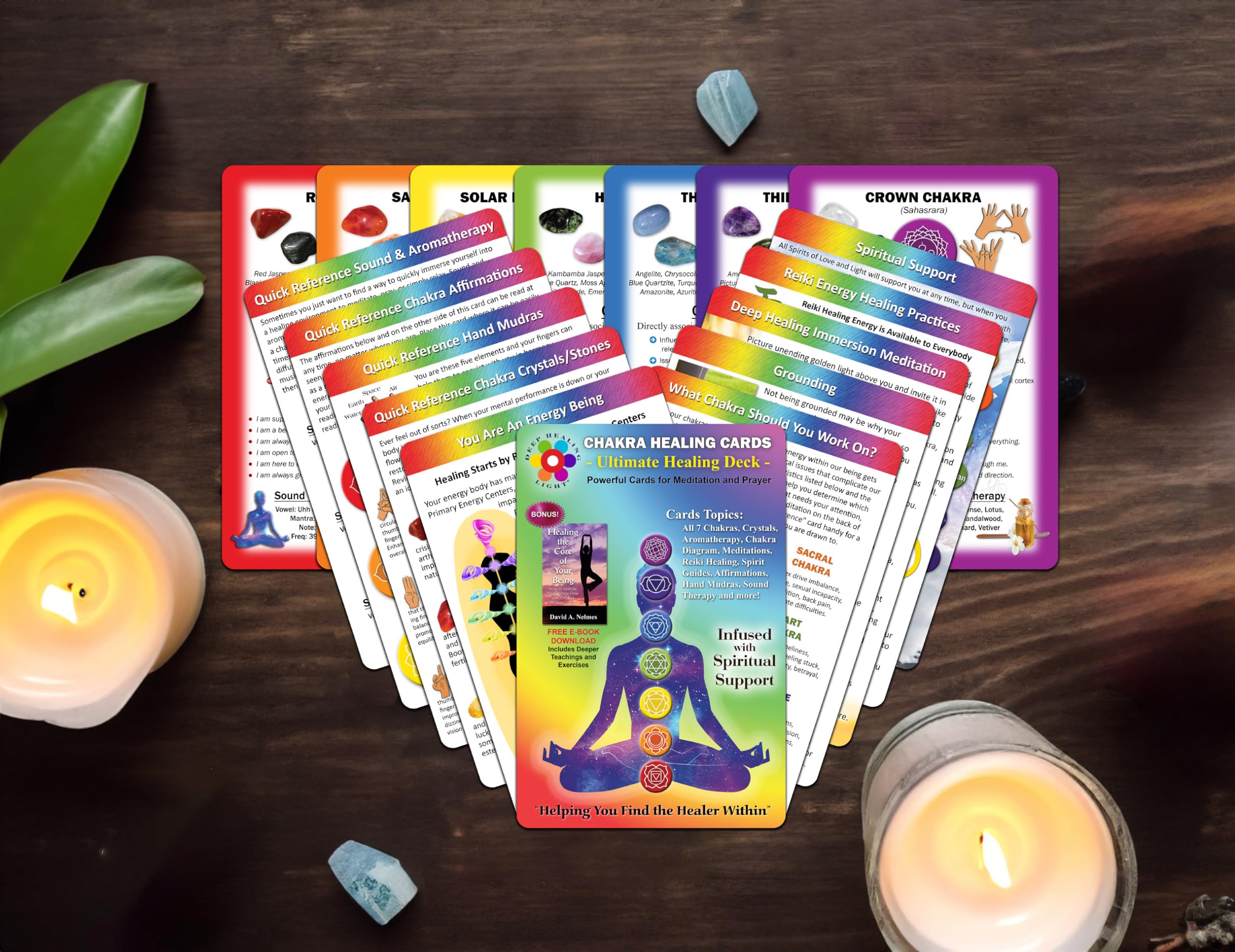 Deck of Chakra Healing Cards: Helps Restore and Balance Your Energy with Meditations, Affirmations, Chakras Chart, Aromatherapy, Essential Oils, Reiki Symbols, Hand Mudras - (19) 4"x6" 2-Sided Cards