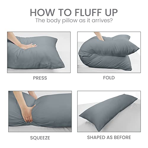 Utopia Bedding Full Body Pillow for Adults (Grey, 20 x 54 Inch), Long Pillow for Sleeping, Large Pillow Insert for Side Sleepers