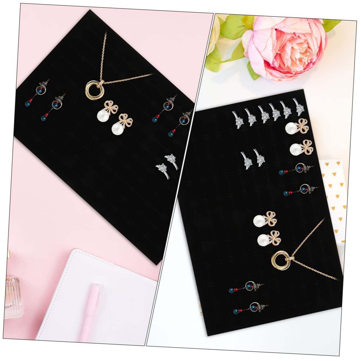 EXCEART 6 pcs Pad Tray Earrings Black Necklace Earring Selling Organizer Holder Storage Rings Sponge Ring Insert Mats Foam Showcase Pads Slots Jewelry Trays for Holders Display with
