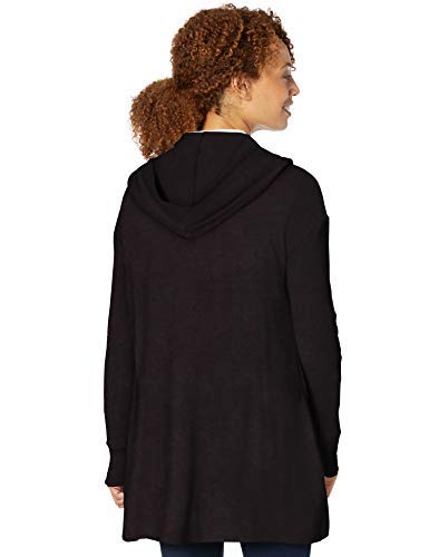 Daily Ritual Women's Supersoft Terry Hooded Open Oversized Sweatshirt, White/Black, Stripe, X-Large