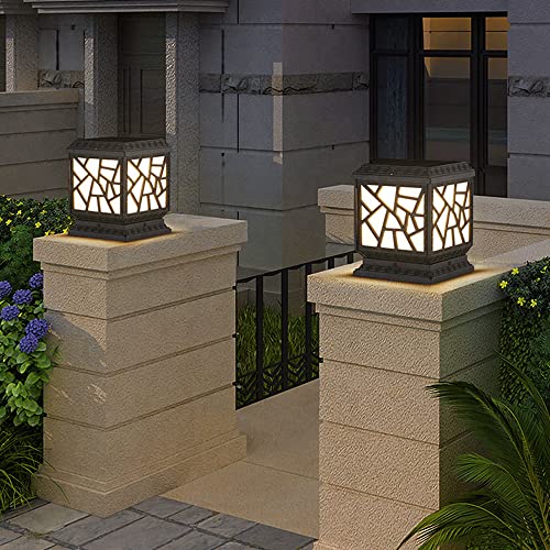 JSBDPHW Simple Aluminum Square Pillar Lamp E27 Lamp Base Outdoor Garden Wall Post Light Waterproof IP55 Villa Gate Column Light Lawn Light Landscape Light